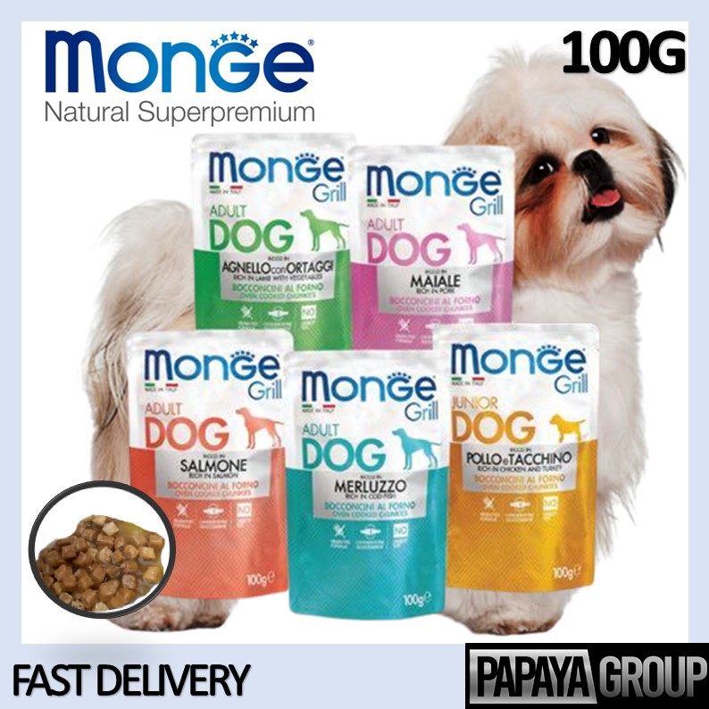 Monge Grill Pouch Adult Dog Wet Food 100G ( Chicken & Turkey , Pork ...