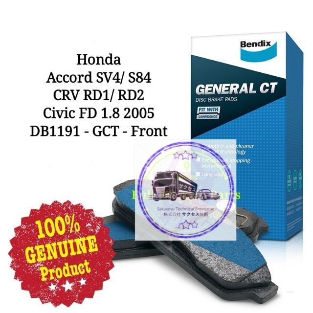Original Bendix DB1191GCT Front Brake Pad - Honda Accord 2.0/ SV4 ...
