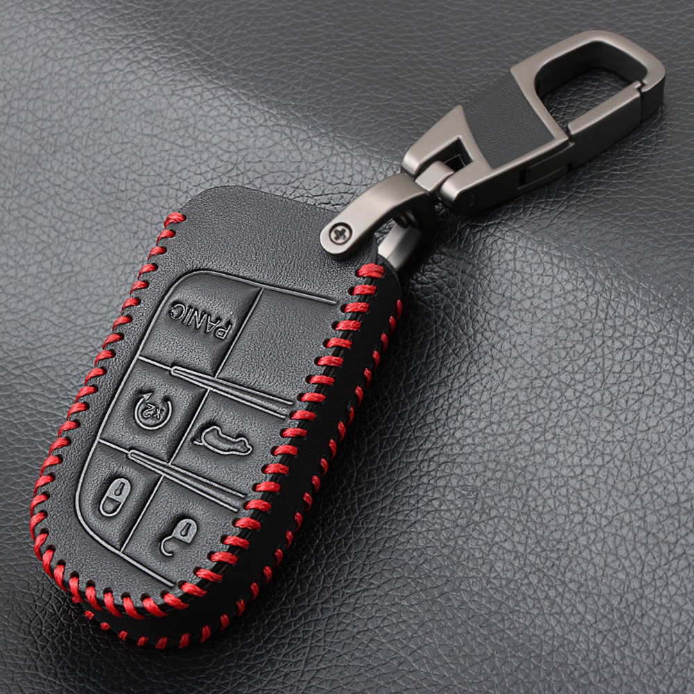 5 Buttons Leather Key Cases Fob Cover For Fiat Dodge Charger Dart ...