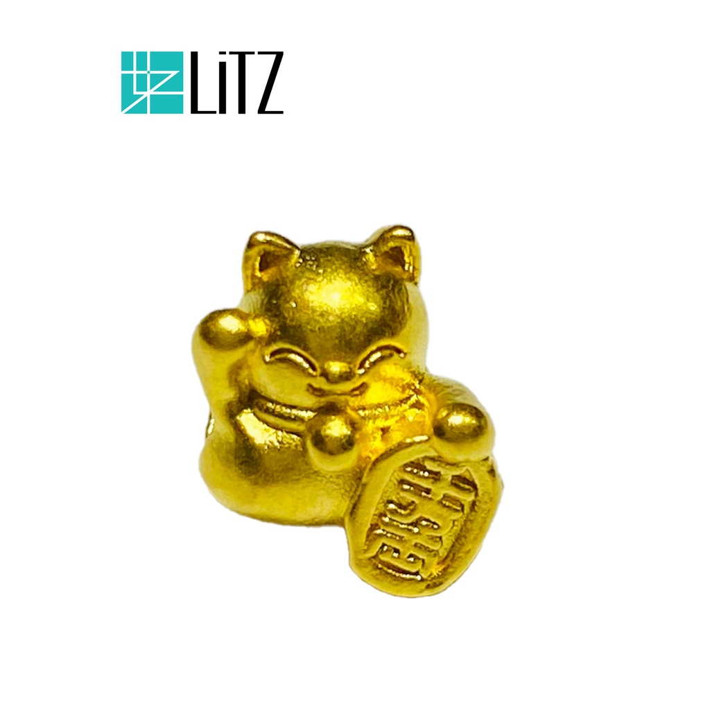 [SPECIAL] LITZ 999 (24K) Gold Lucky Cat Charm EPC0157S | Shopee Malaysia