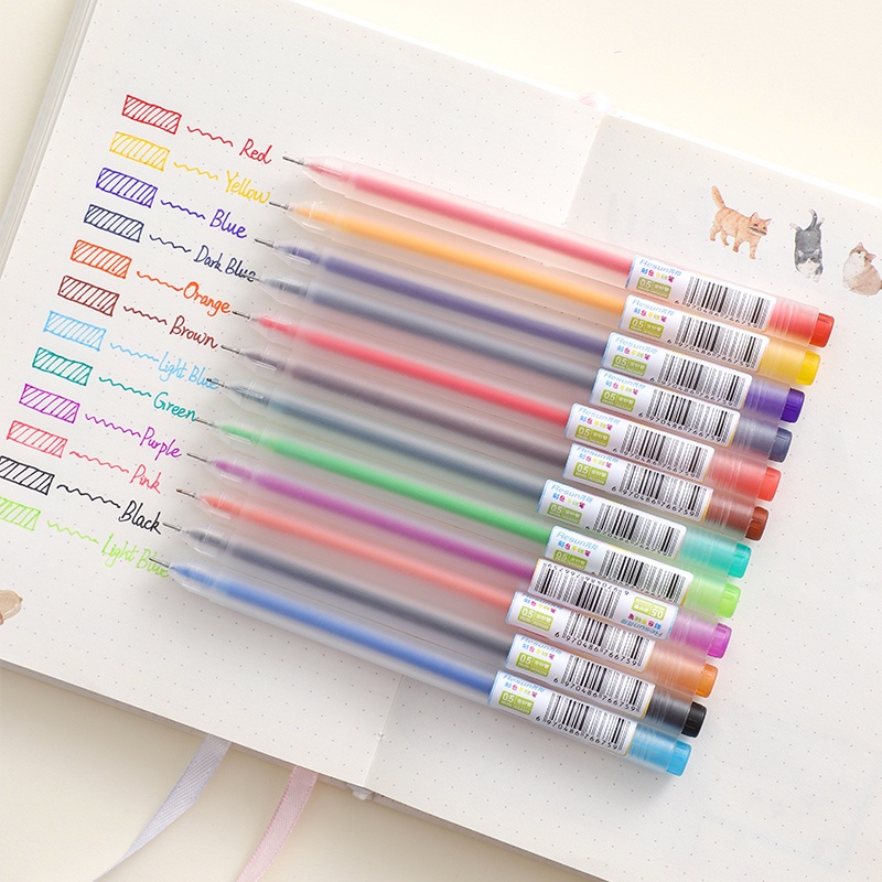 Letit Colorful Jelly Gel Pen 12 Colors 0.5mm Cute Color Journal Pen ...
