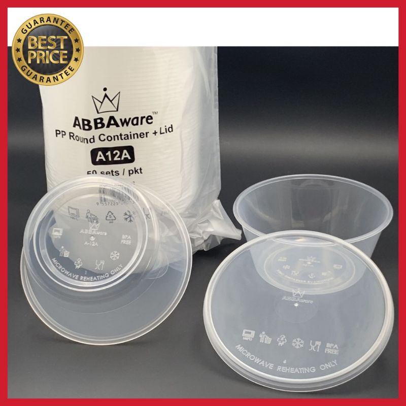 12oz Round Container With Lid ( 50sets± ) Disposable Plastic Food ...
