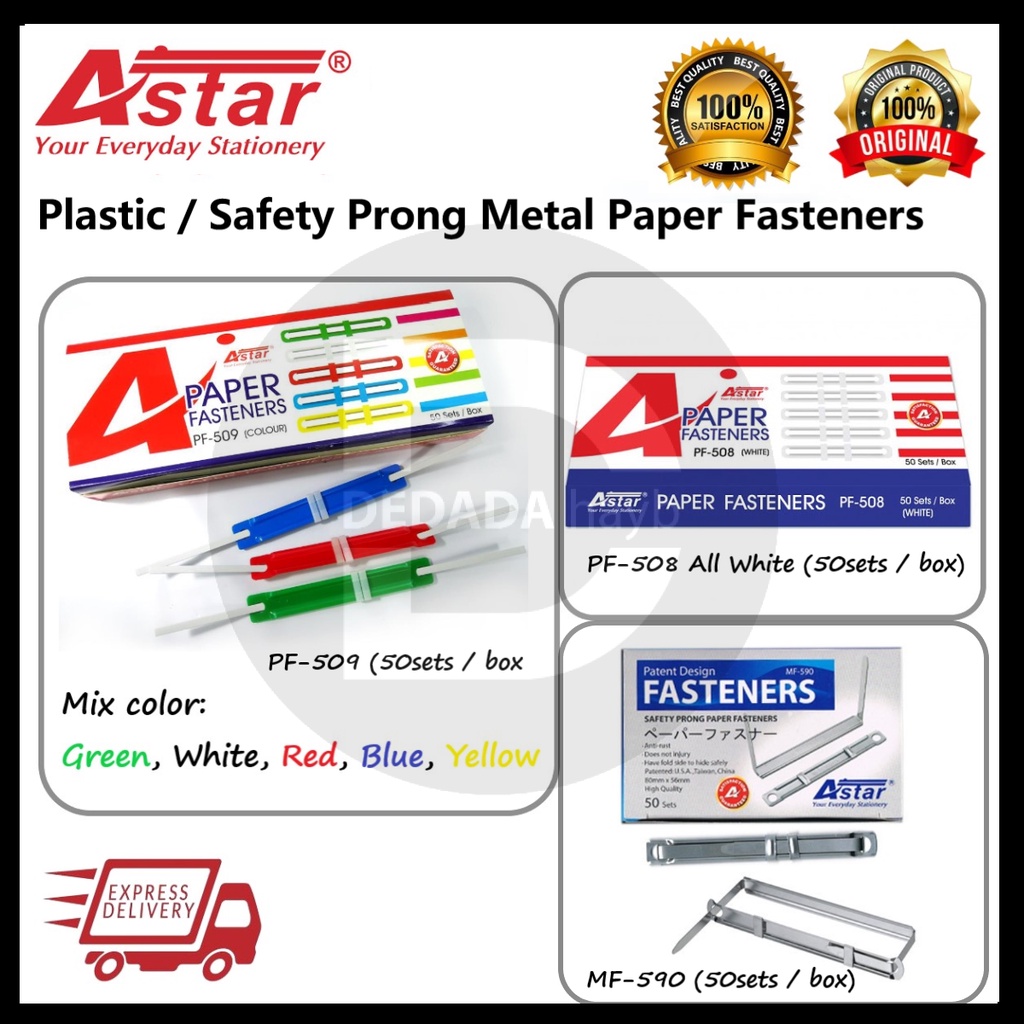 Astar Plastic/Metal Paper Fasteners / Fastener PF-508 / PF-509 / MF-509 ...