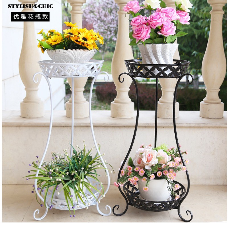 2 Tier Flower Rack Stand Pot Plant Garden Vase Style Plant Stand Flower ...
