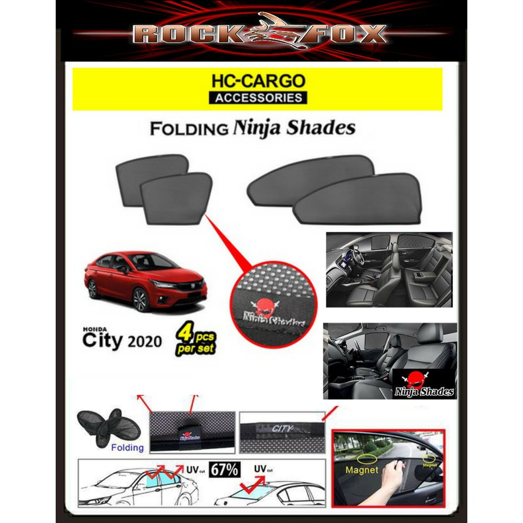 Honda City 2020 - 2023 All New Magnetic Ninja Sun Shade Sunshade - 4pcs ...
