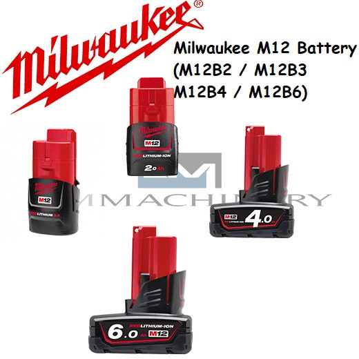 Milwaukee M12™ Fuel Battery ( M12B2 / M12B3 / M12B4 / M12B6) | Shopee ...
