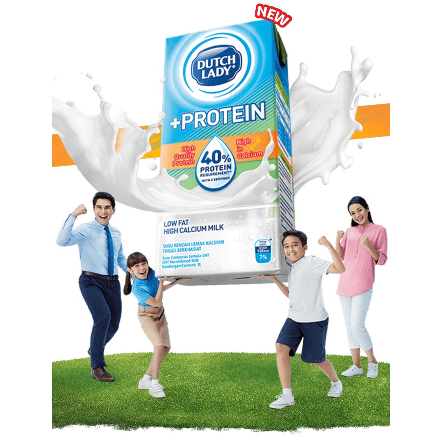 Dutch lady +Protein Low Fat High Calcium UHT Milk 40 Protein, 1 Liter | Shopee Malaysia