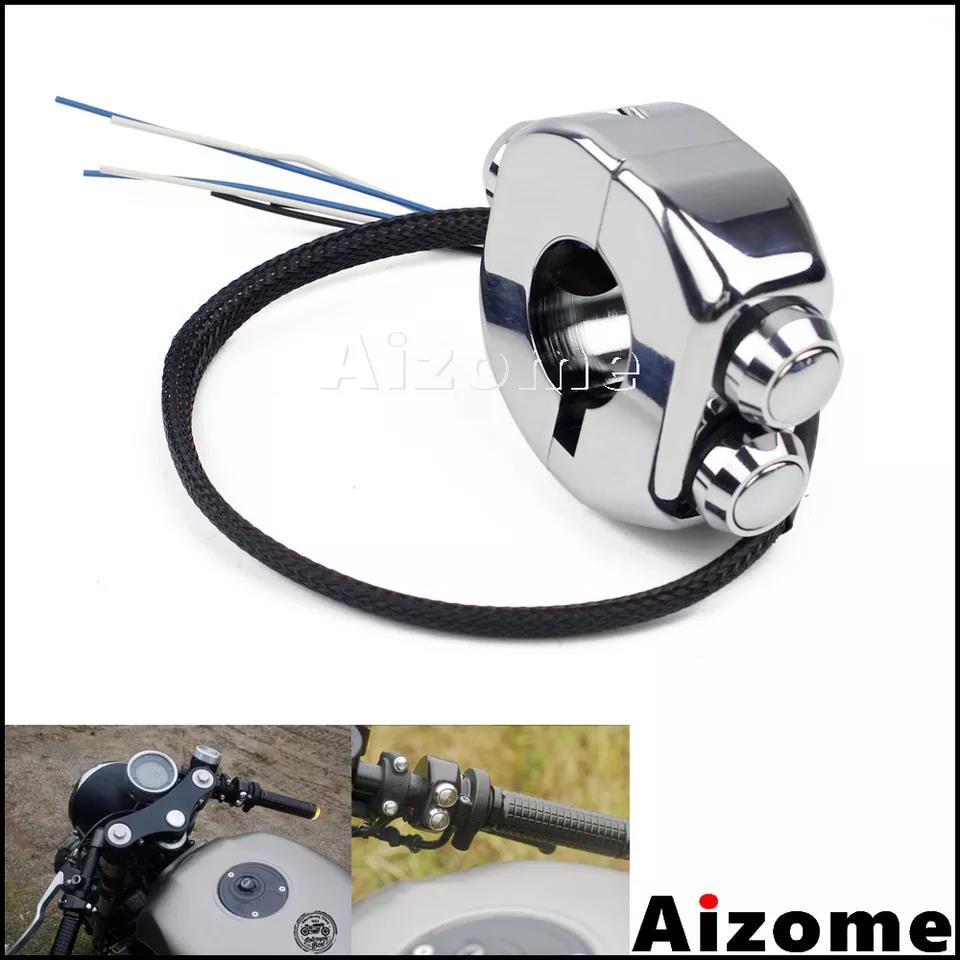 1" Handlebar Push Button Switch For Harley Honda Yamaha Cafe Racer ...