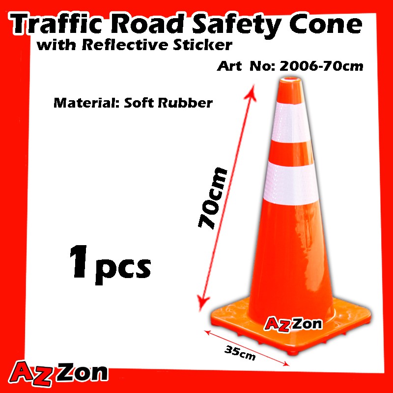 Rubber Traffic Road Safety Cone with Reflective Sticker Heavy Duty Cone ...