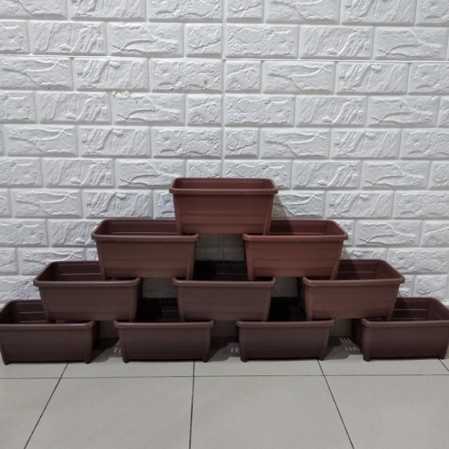 Pasu Bunga Plastik Petak Segi Empat Panjang 23.5×14×10.5 | Shopee Malaysia