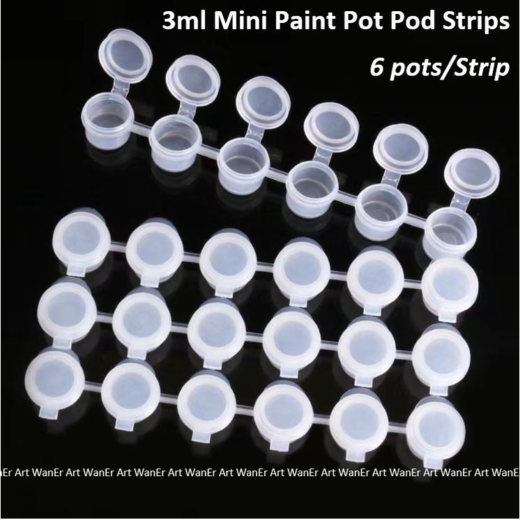 "Ready Stock" 3ml Mini Paint Pot Pod Strips Arts Crafts Plastic Storage ...