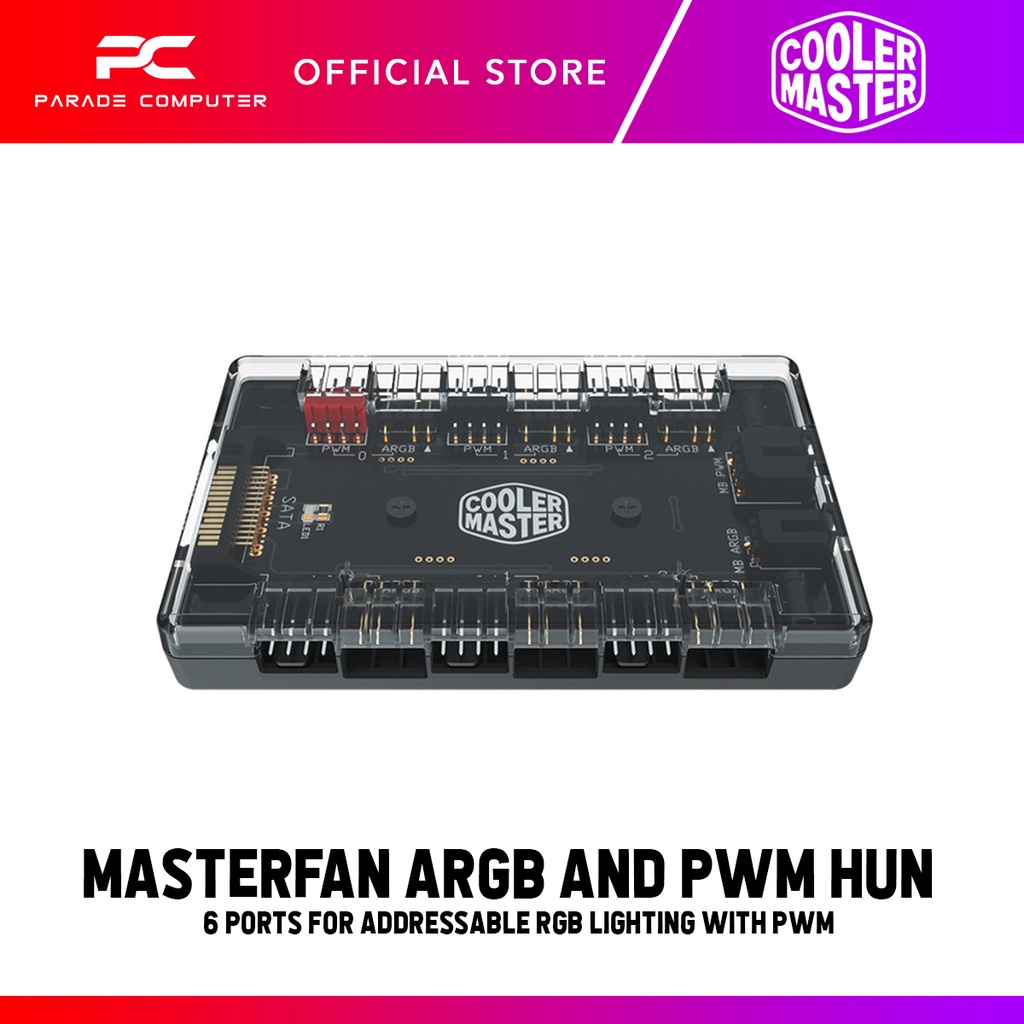 Cooler Master Masterfan ARGB And PWM Hub | 6 Ports x 4 Pin PWM | 6 ...