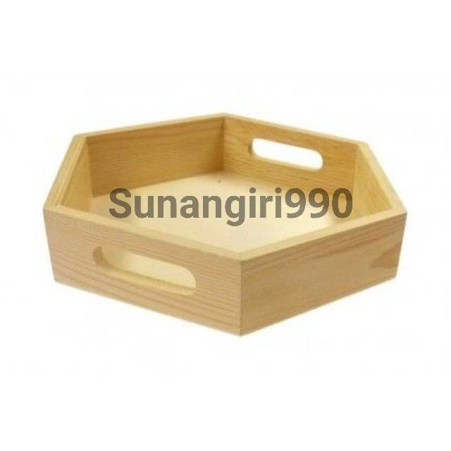 KAYU Hexagonal WOODEN TRAY HONEYCOMB WOODEN TRAY 6-sided Hexagon WOODEN ...