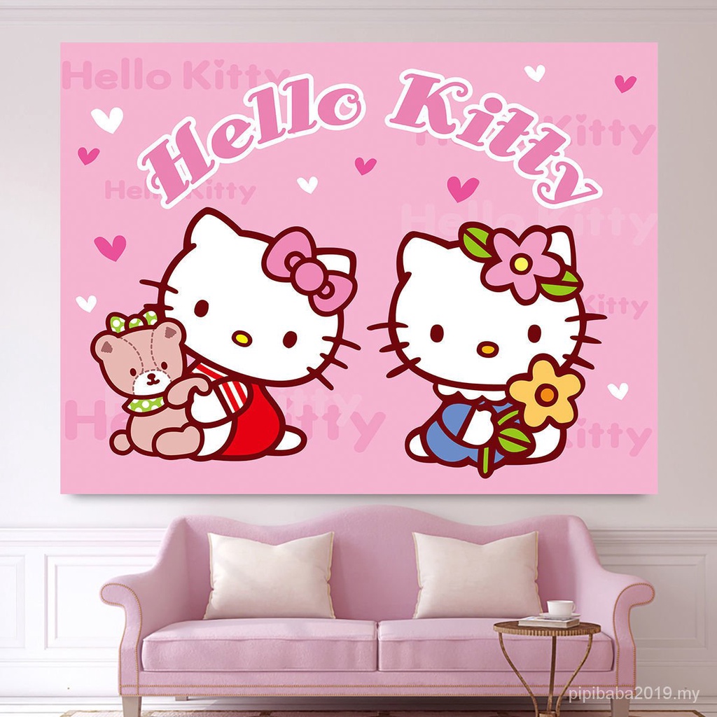 HelloKittyCute Hello Kitty Girl Kain Latar Belakang Cloth Asrama Bilik ...