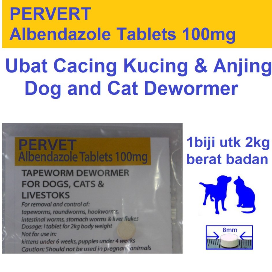 EXP 01/25 Ubat Cacing - Pet Deworm Tablet for 2KG Cat Dog Rabbit | Ubat ...