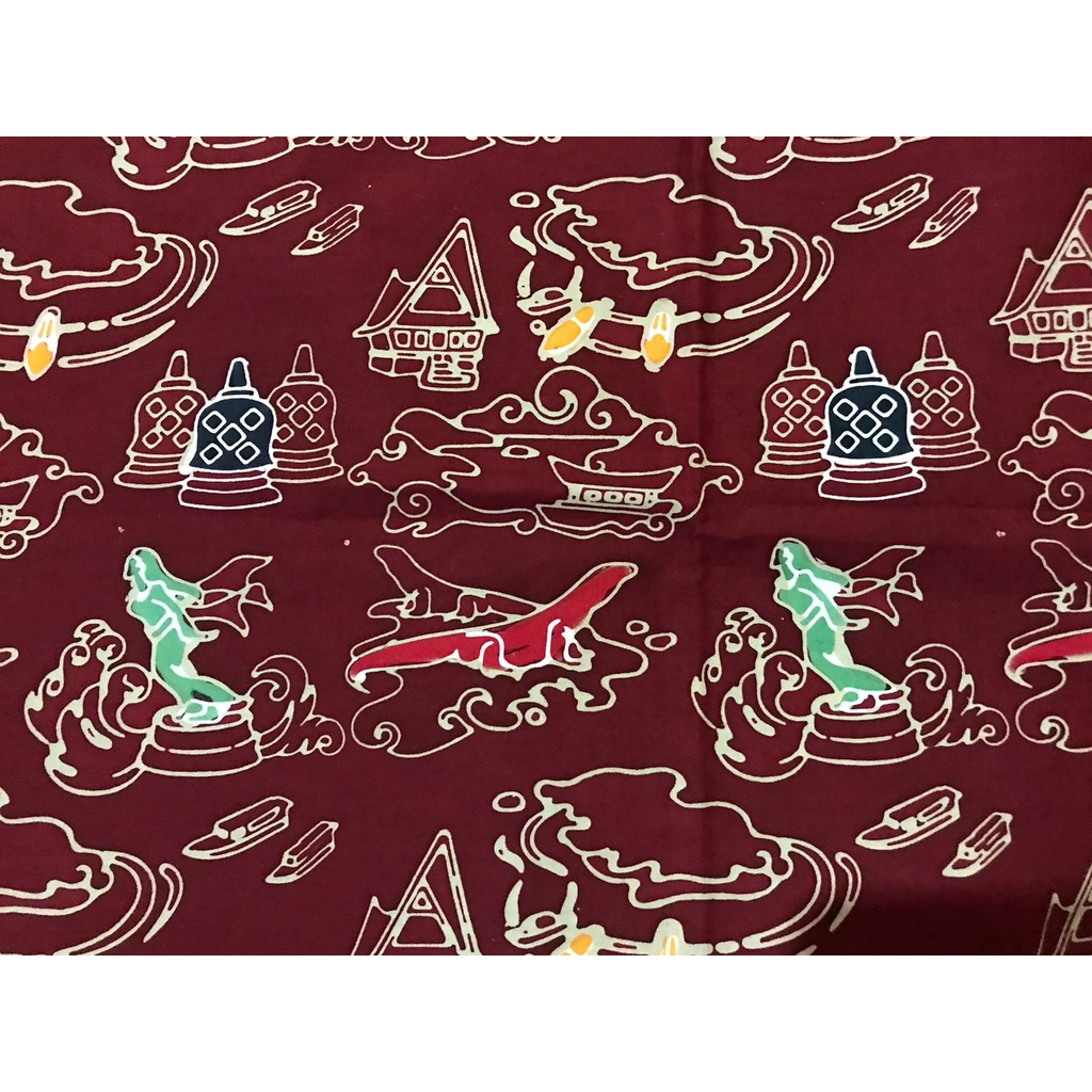 Batik Tourism Motif 5-patterned Tourism Destinations With Maroon ...