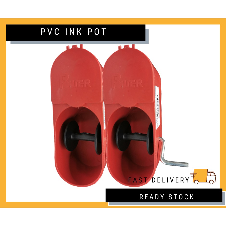 PVC INK POT / MAKTAU / PLASTIC INK POT RED / INK POT MERAH (LARGE ...