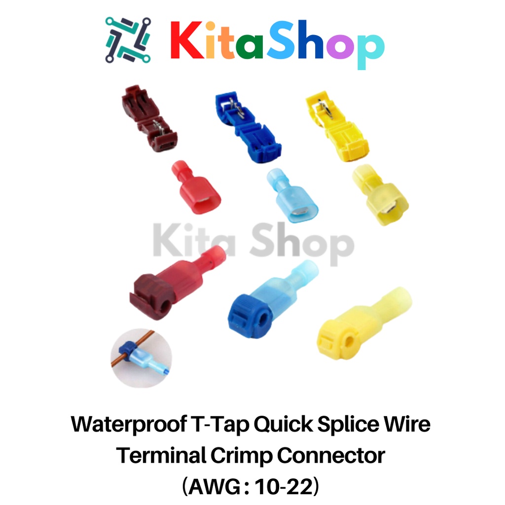Waterproof T-Tap Quick Splice Wire Terminal Crimp Connector (AWG : 10 ...