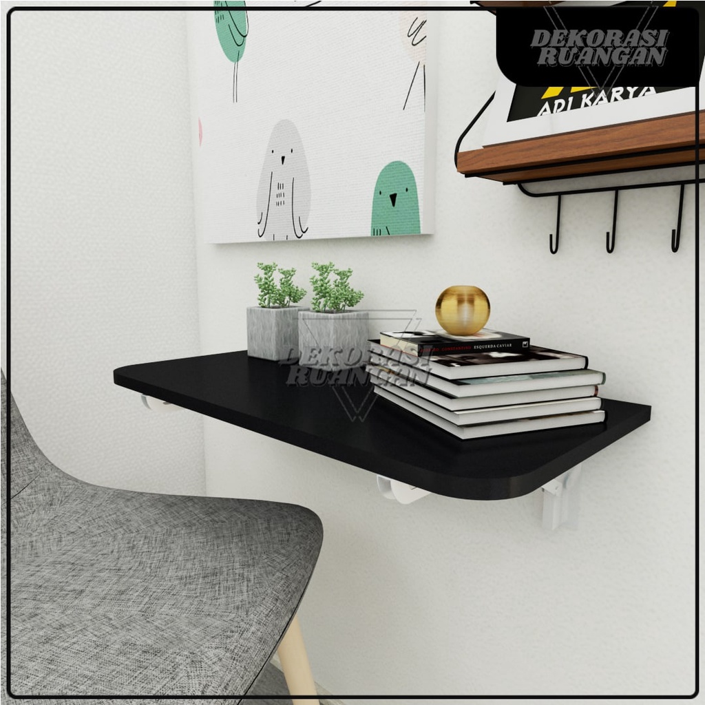 Folding Wall Table 60 x 40 Work Study Table Wall Mounted Shelf Iron ...