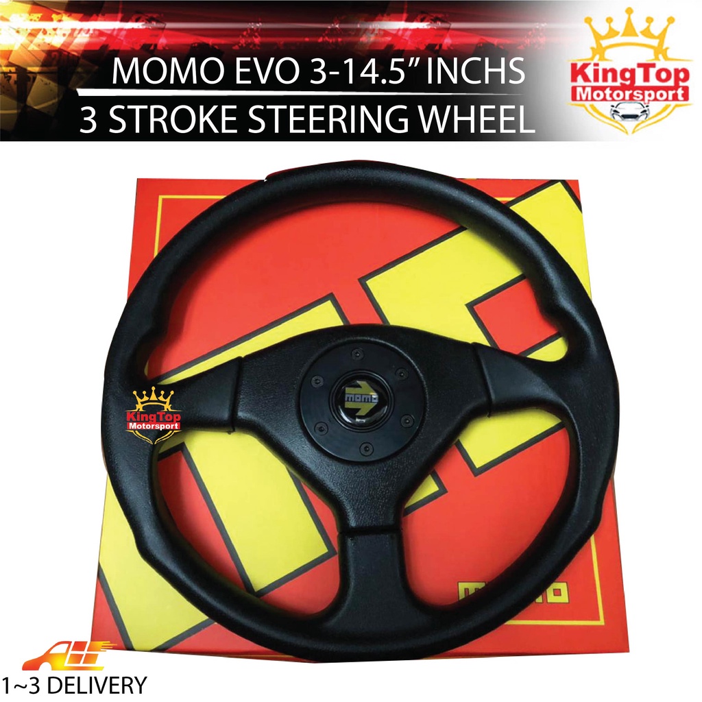 MOMO EVO 3 14 INCHS CAR STEERING WHEEL Wira Satria Saga Iswara Kancil ...