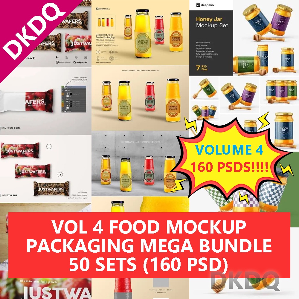 👾 Food Packaging Mockups Vol 4 ATHENA0322 Photoshop PSD Template Mockup ...