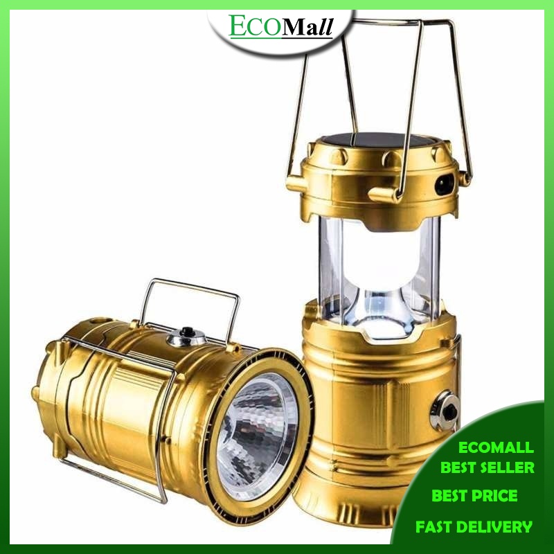 ECOMALL 3 in 1 Rechargeable Solar Ultra Bright LED Lantern Light Lampu ...