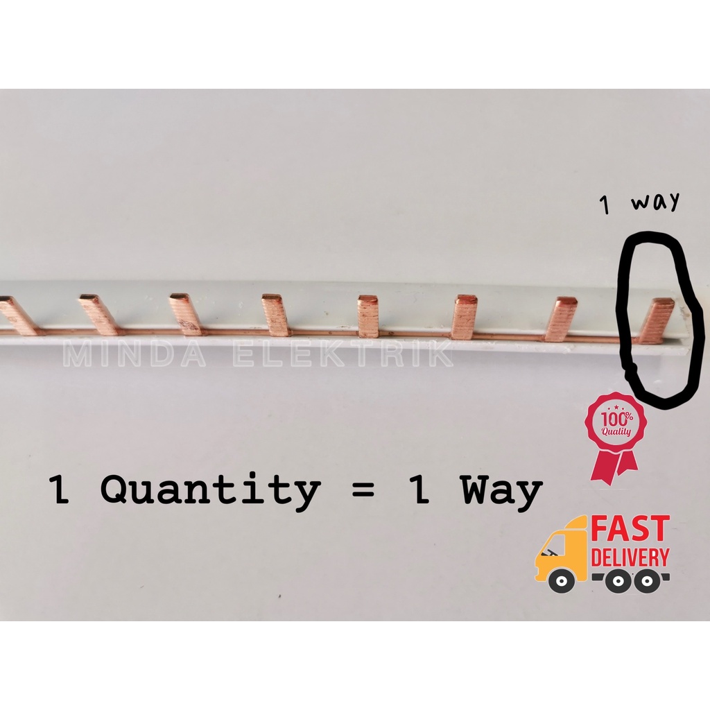 63A MCB Copper Busbar 1 Pole with PVC Insulated (Loose Cut)/ MCB Bar ...