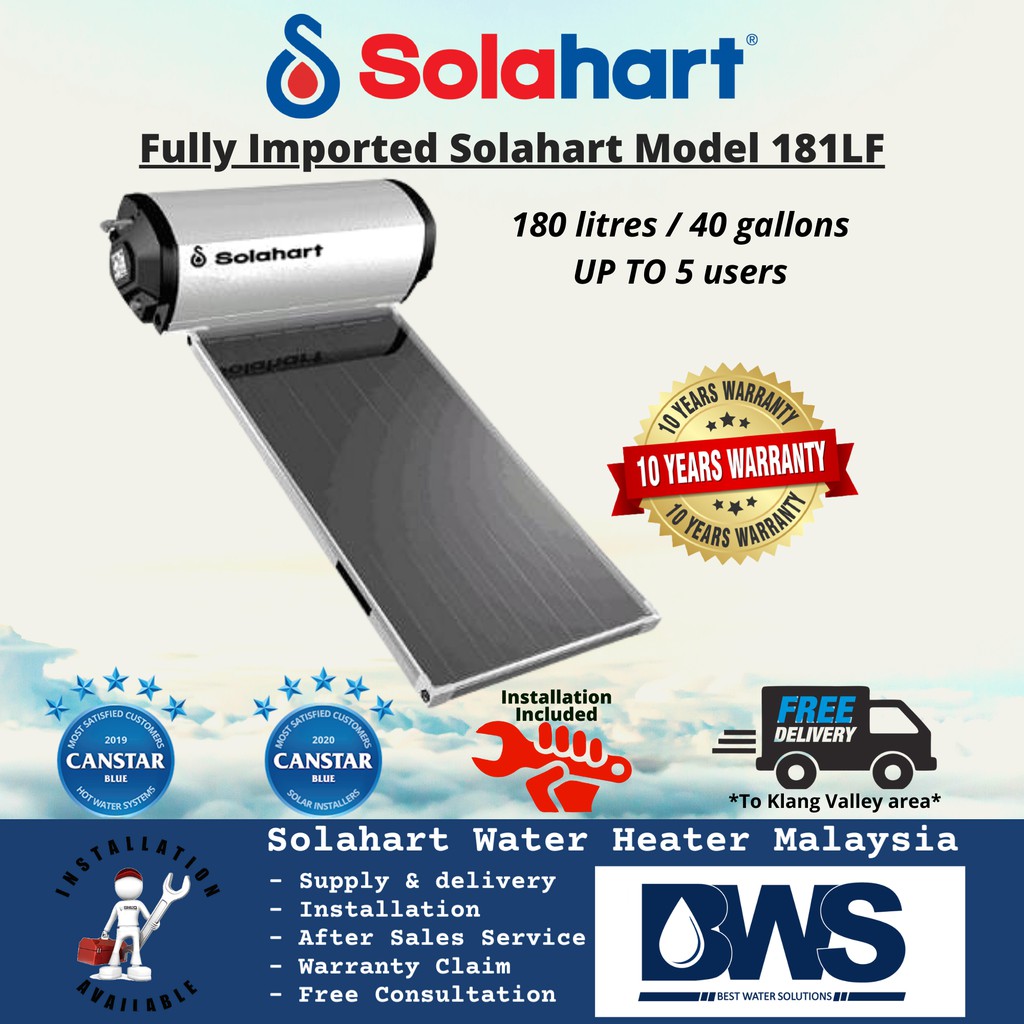 Solahart 181LF Solar Water Heater Malaysia | Solar Hart 180 liters ...