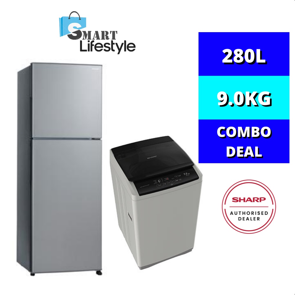 Sharp Smile Refridgerator (280L) SJ285MSS + Fully Automatic Washing ...