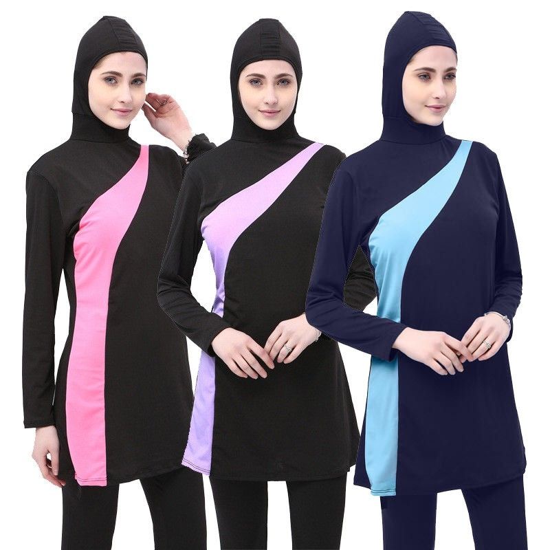 Muslimah Swimwear Fashion Two Piece Swiming Suit with Cap Islamic ...