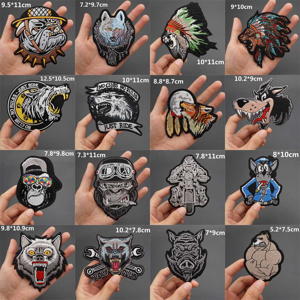 【Customized 】 orangutan wolf wild boar indian lion trumpet animal 3D Embroidery Velcro Patch ...