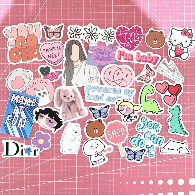 Aesthetic Go Girl Pack Sticker | Tumblr Laptop Sticker | Aesthetic 