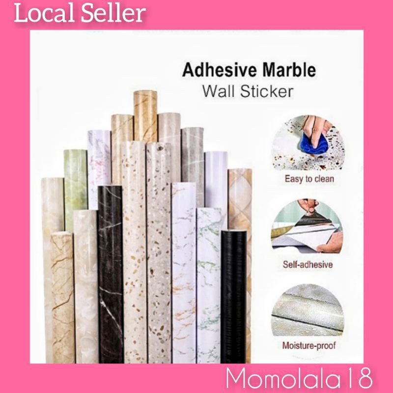 Marble Design Waterproof Wallpaper, Renovation Sticker, Kertas Dinding ...