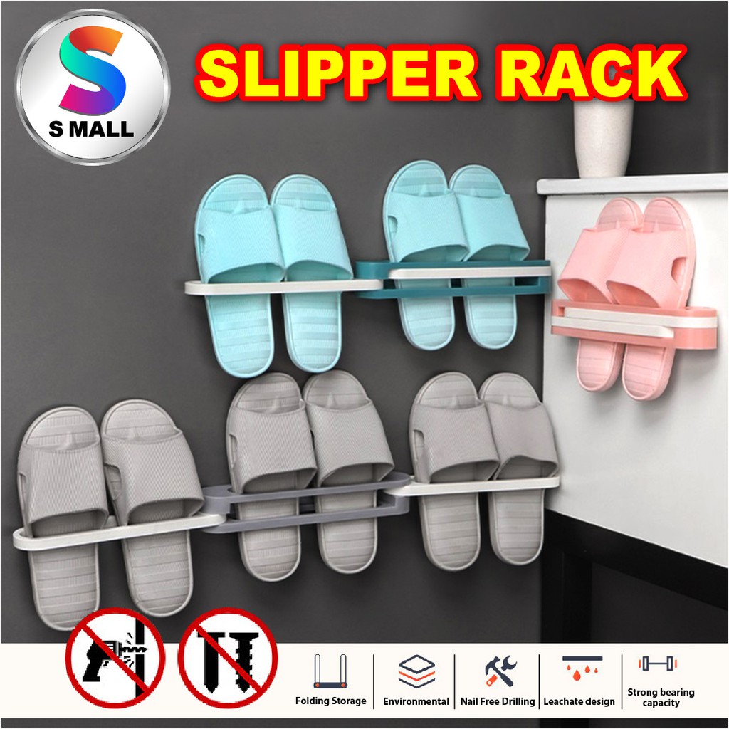 3 in 1 Foldable Slippers Holder Wall Mounted Hanging Shoes Storage Rack ...