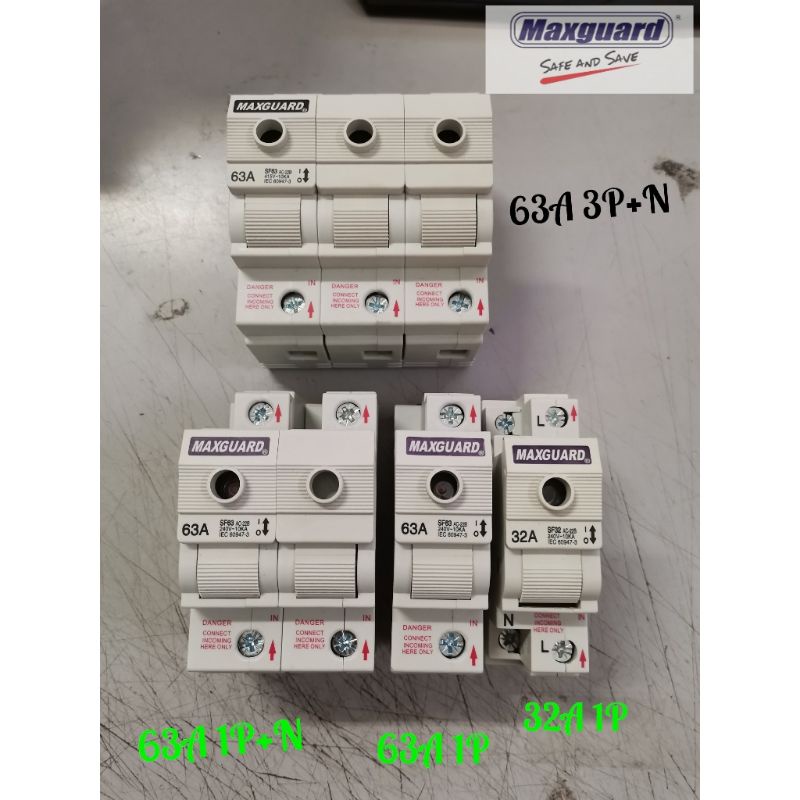 MAXGUARD MAIN SWITCH 32A 1P+N / 63A 1P+N /(SWITCH FUSE) | Shopee Malaysia