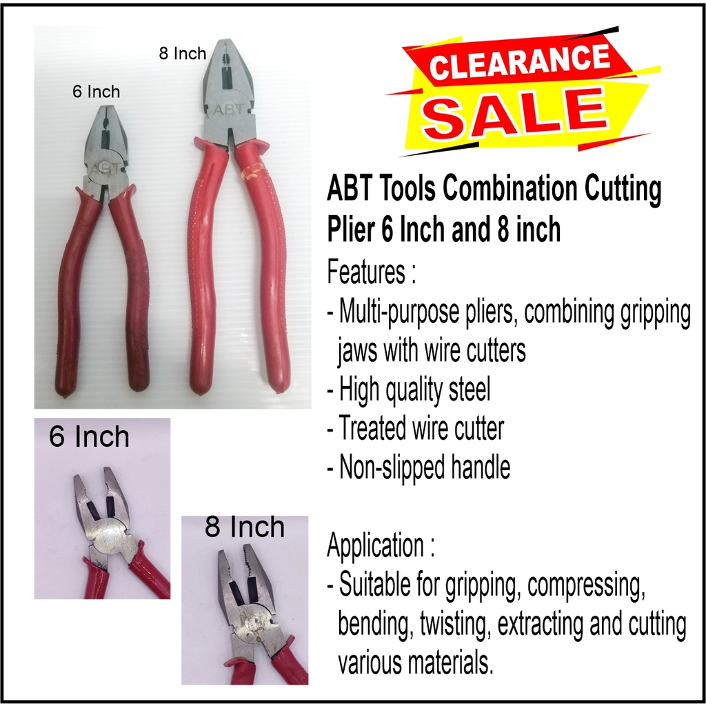 ABT Tools Combination Cutting Plier 6 inch and 8 inch | Shopee Malaysia