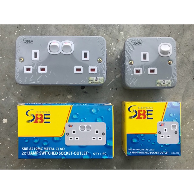 SBE 13A Metal Clad S/S/O Metal Switch Socket Outlet (Sirim) Single 8119 ...
