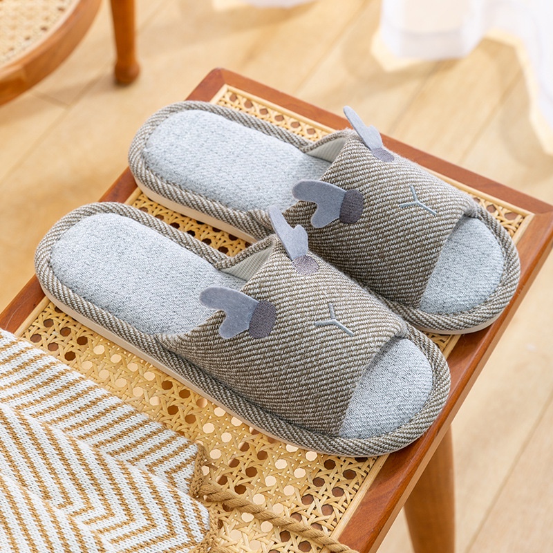 Women's Flat House Slippers Men's Anti Slip Indoor Slipper Bedroom Soft ...