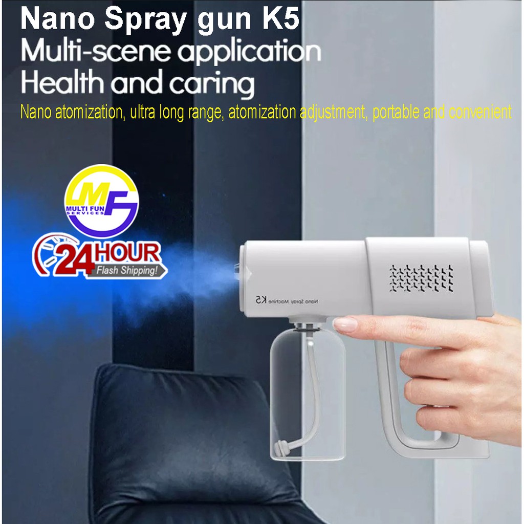 K5 Disinfection Nano Spray Gun Sanitizer Fogging Spray Atomizer Blue Ray Human Continue Auto ...