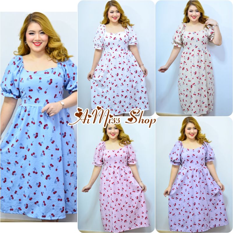 AiMiss Shop Cherry Dress Bubble Fabric Back Smock Chubby Girl Fat ...