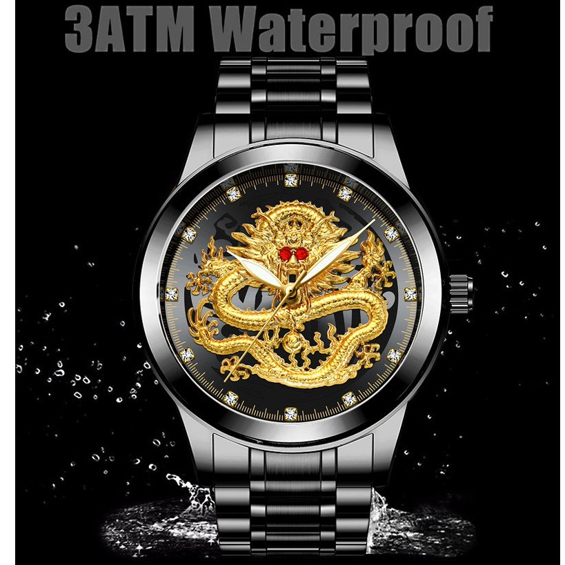 DRAGON GOLD WATCH 3D STAINLESS STEEL WATERPROOF LUXURY WATCHES Dragon ...