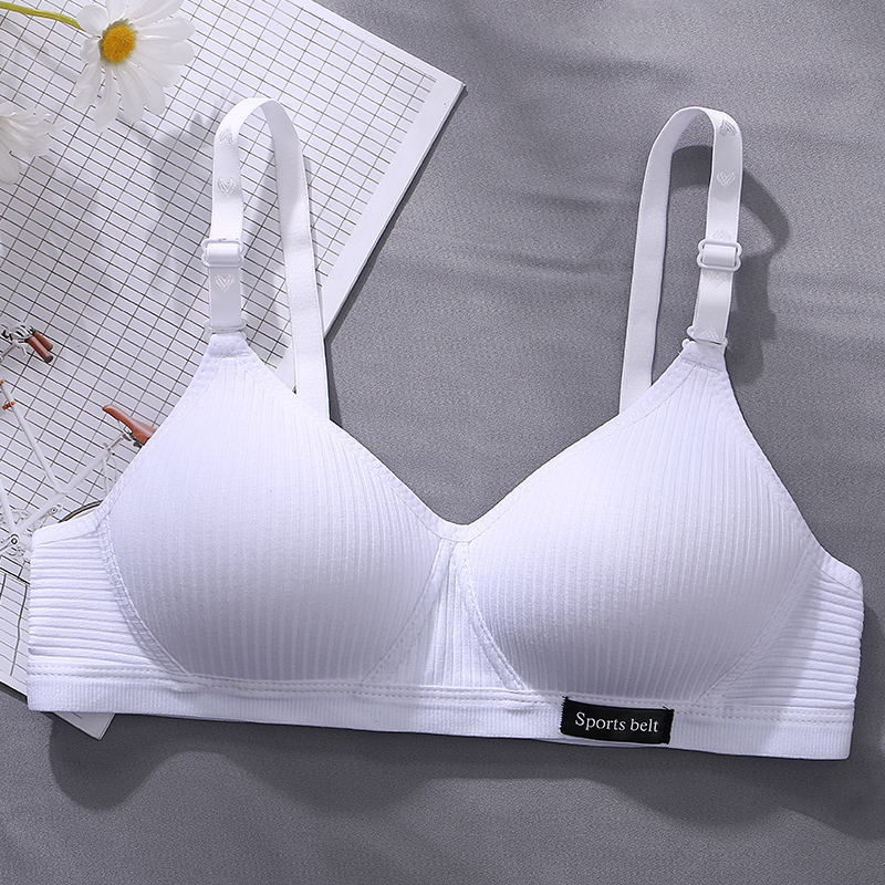Korean Pure Cotton Bra Girl Thin Wireless Push Up Bra Gathered Women BH ...