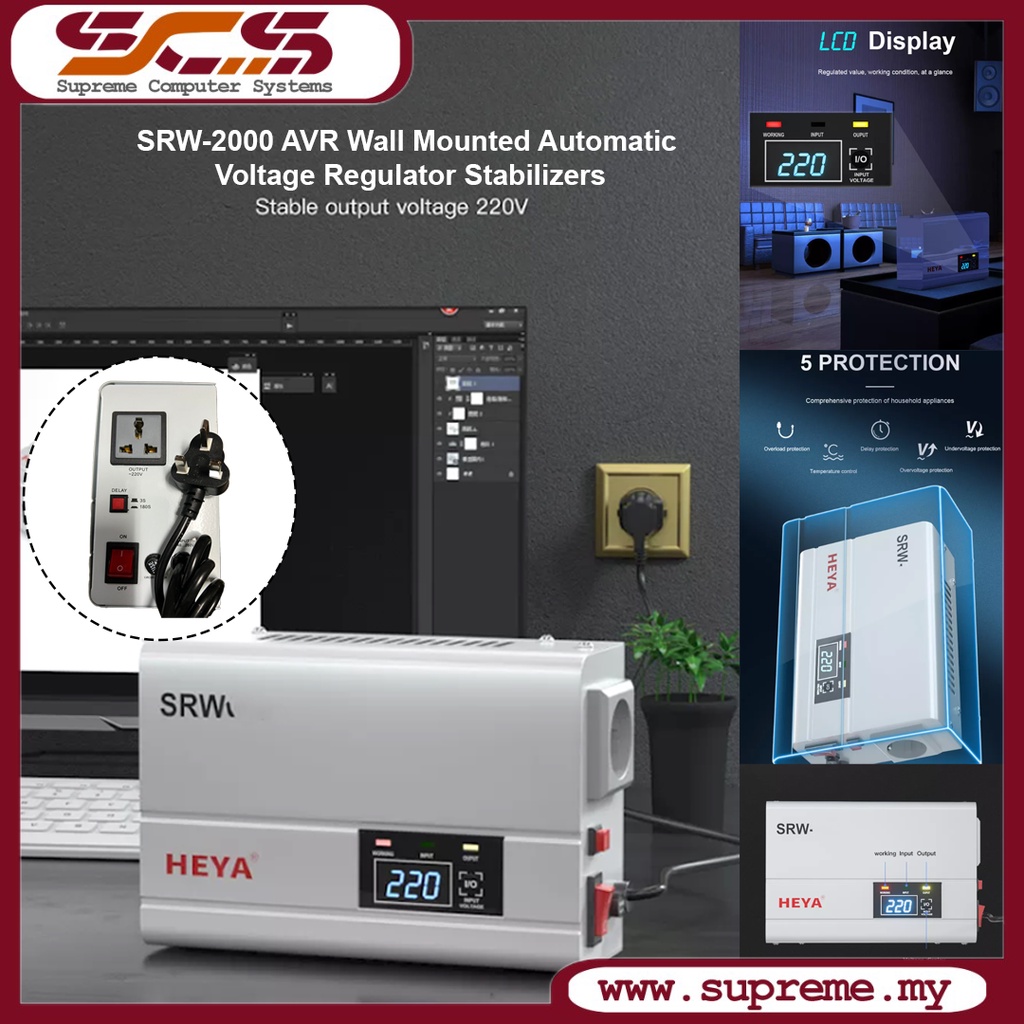 2KVA AVR Wall Mounted AC Automatic Voltage Regulator/ Voltage ...