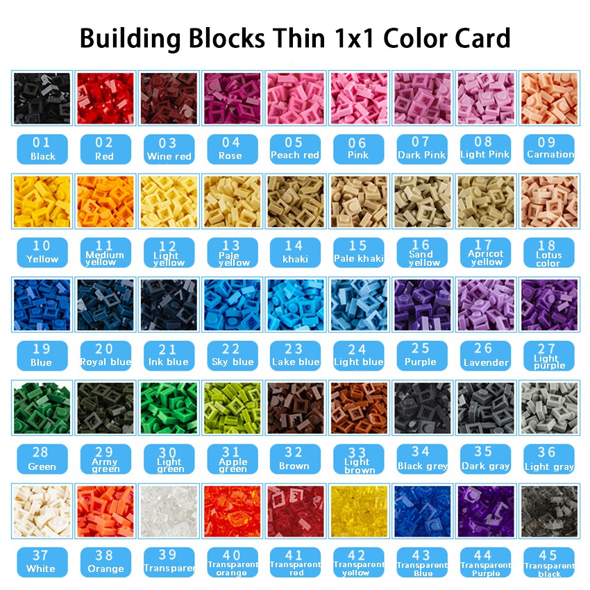 DOLLRYGA 100pcs/lot DIY Blocks Building Bricks Thin 1x1 Educational ...
