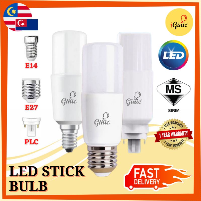 🔥SIRIM🔥 LED Stick Bulb High Quality 10W / 15W (E27/E14/PLC) *1 YEAR WARRANTY* | Shopee Malaysia