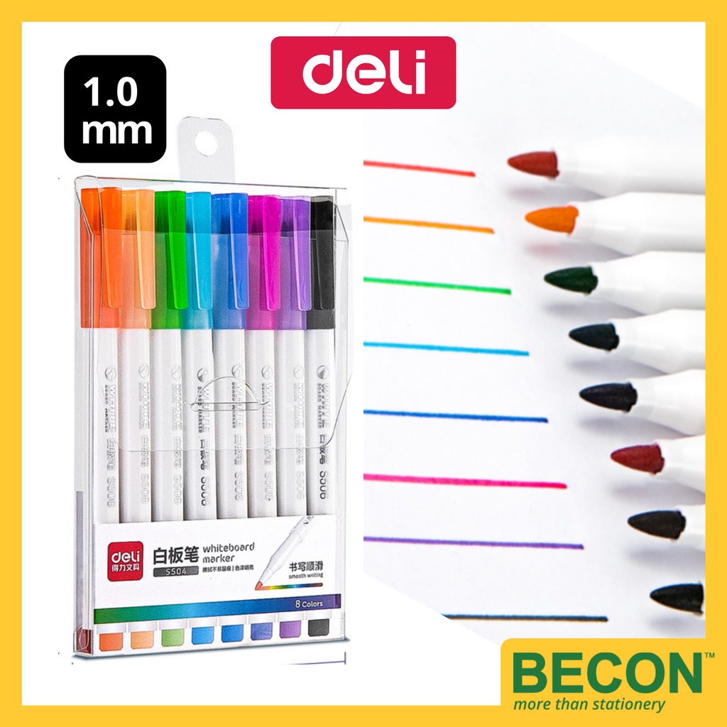 Deli White Board Marker 1.0 mm S504 8 Colours | Shopee Malaysia