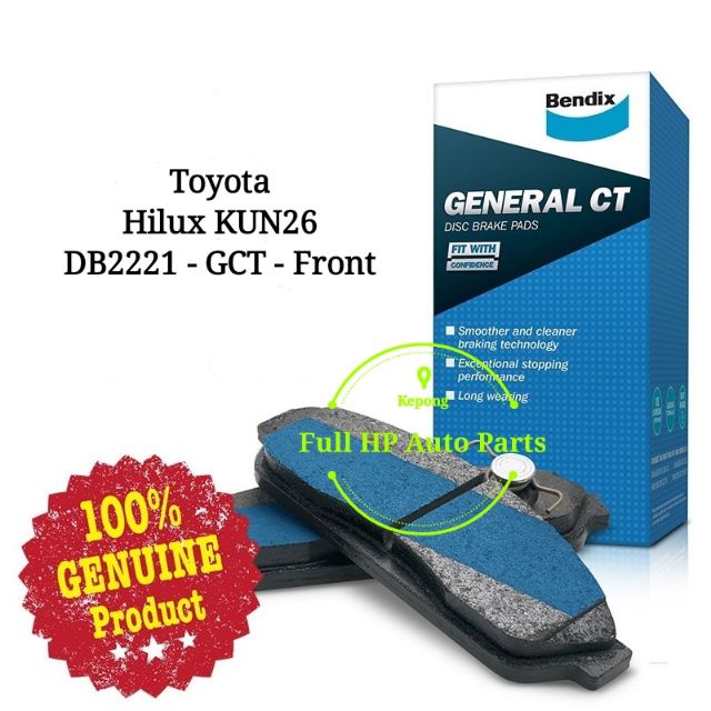Original Bendix DB2221GCT Front Brake Pad - Toyota Hilux KUN26 | Shopee ...