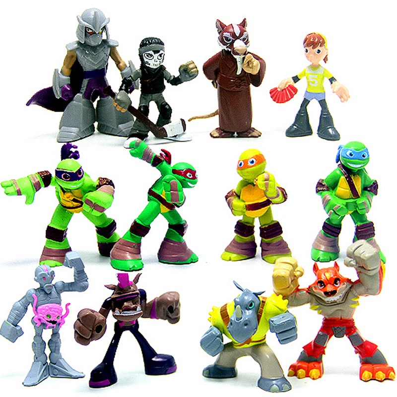 12pcs Teenage Mutant Ninja Turtles Figures Leo Raph Mike Don Miniature ...