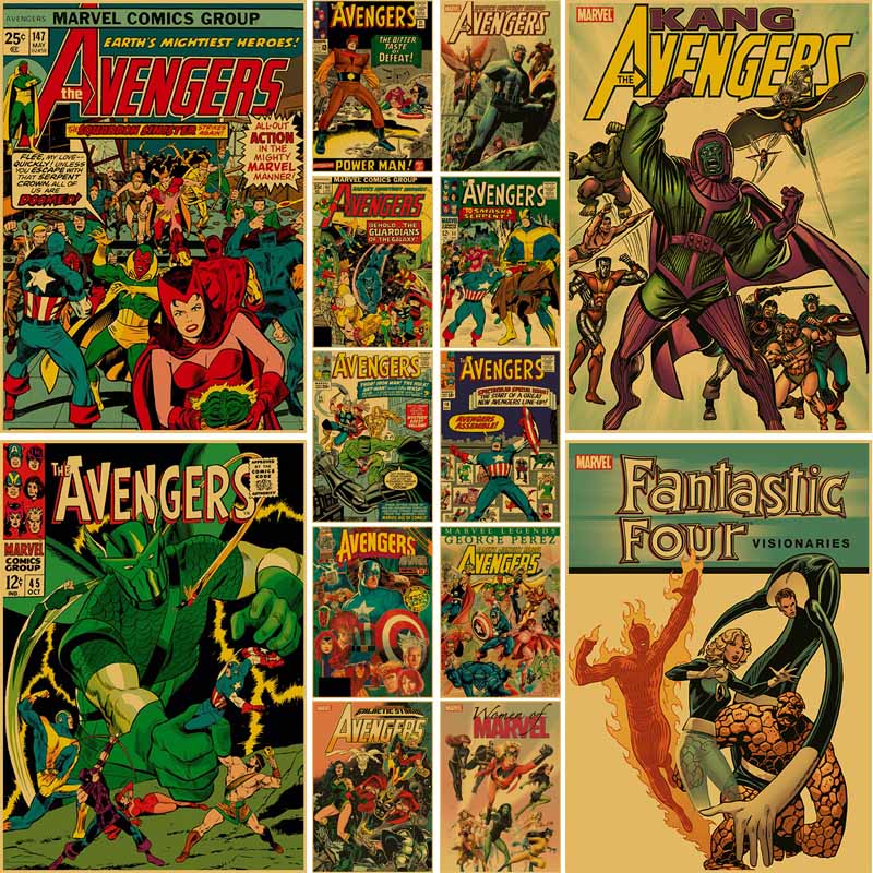 Kraft Paper Marvel Movie Avengers Comics Poster Vintage Art Wall ...