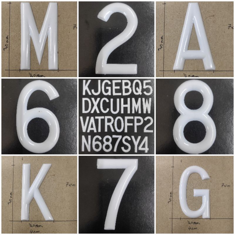 Alphabet Number Car plate House sign white numbor huruf putih kereta A ...